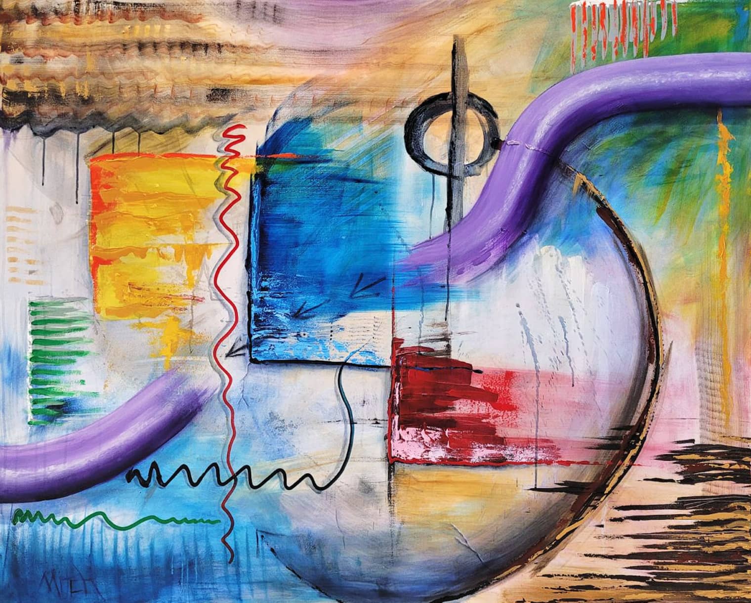 Australian Abstract Artist Mitch Miller Painting ~ 'Disconnect'