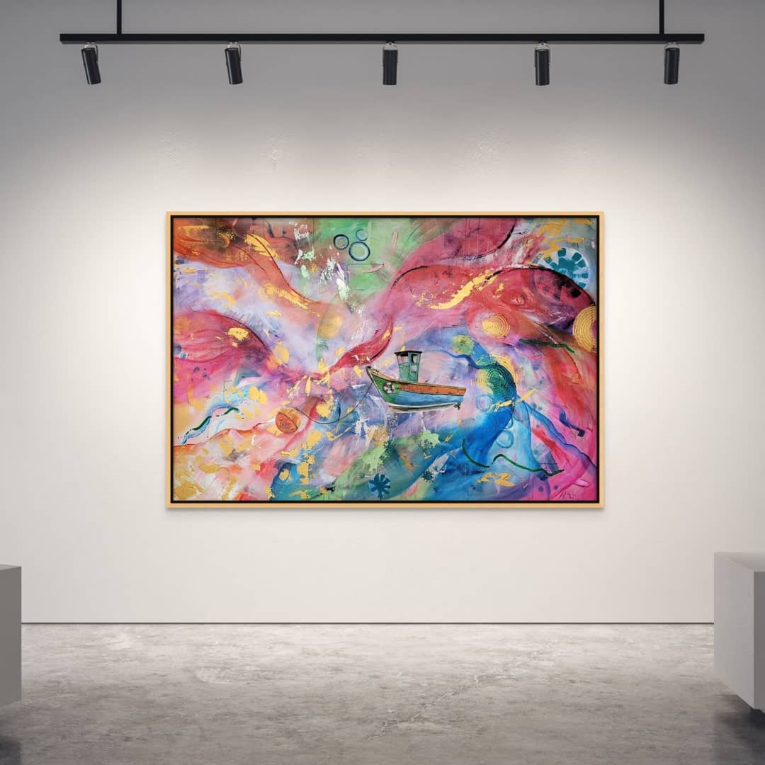 Australian Abstract Artist Mitch Miller Painting ~ 'Dream Boat'