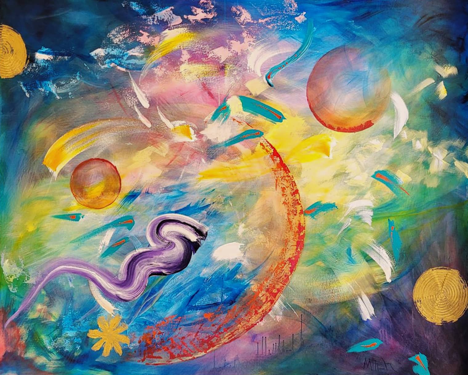 Australian Abstract Artist Mitch Miller Painting ~ 'Effervescence'