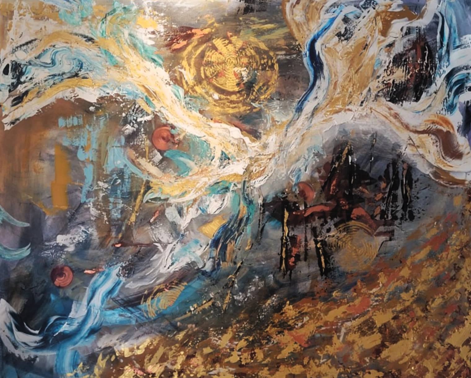 Australian Abstract Artist Mitch Miller Painting ~ 'Convergence'