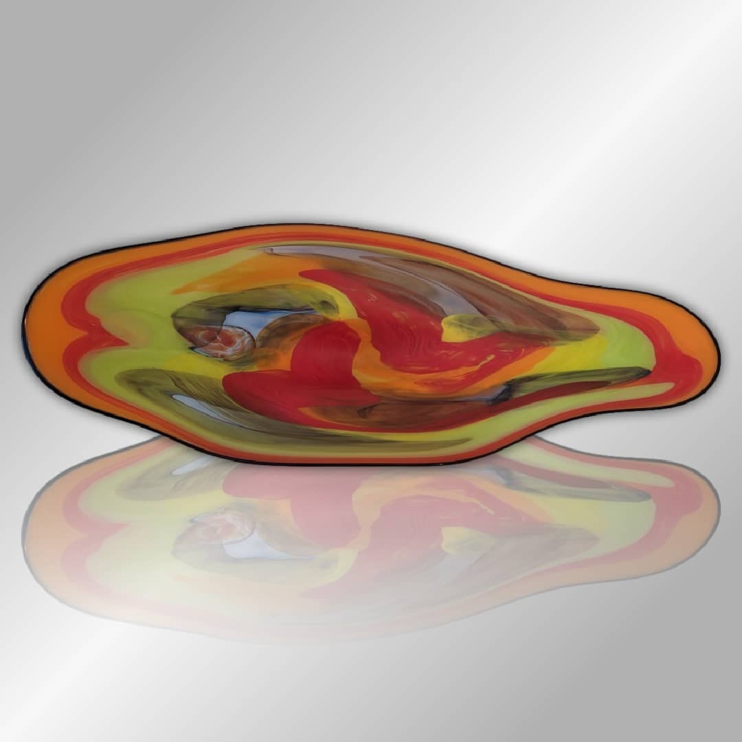Grant Donaldson Glass ~ 'Retro Coolamon Platter' (Sold)