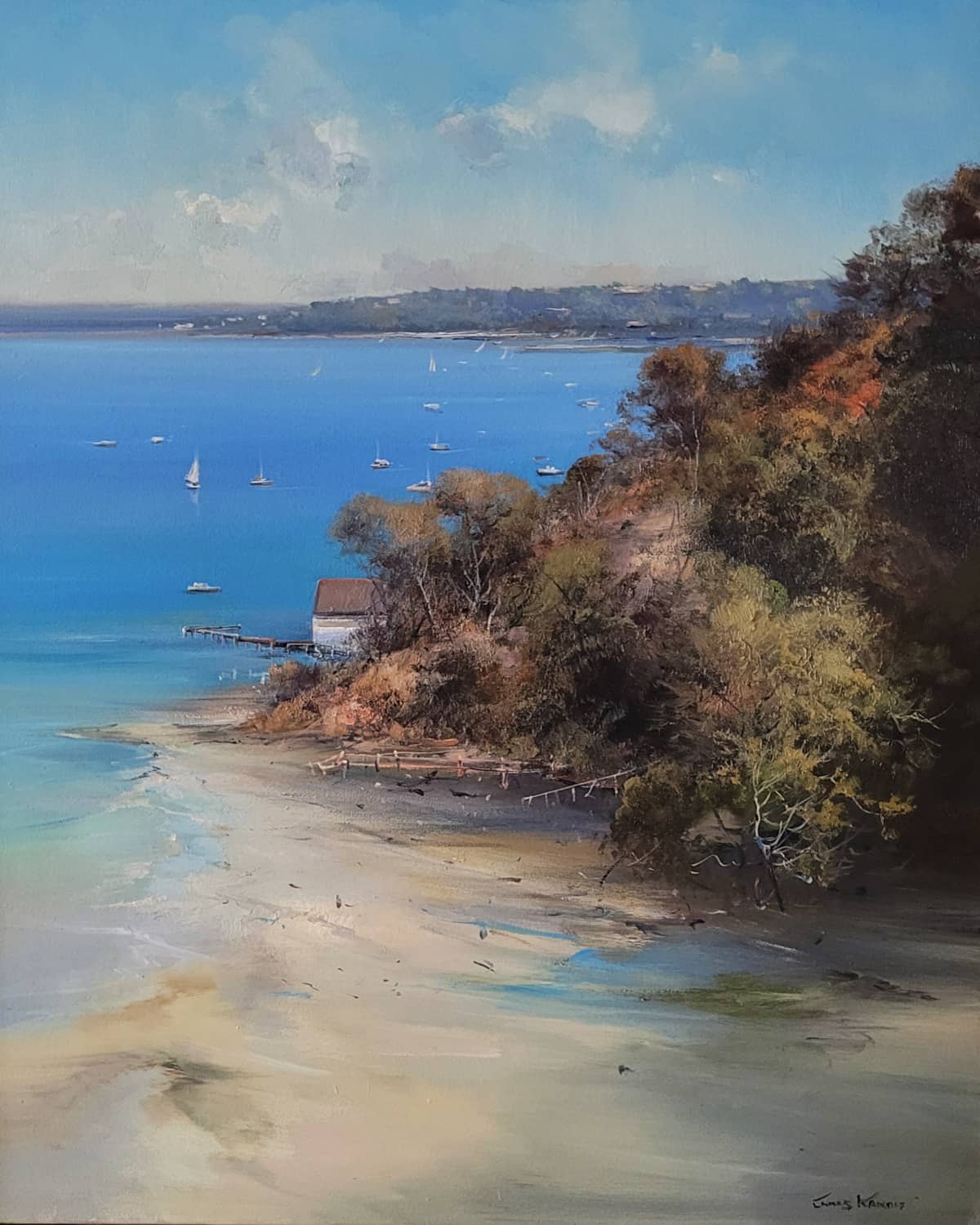 Chris Kandis Painting ~ 'Point King Beach' (Sold)