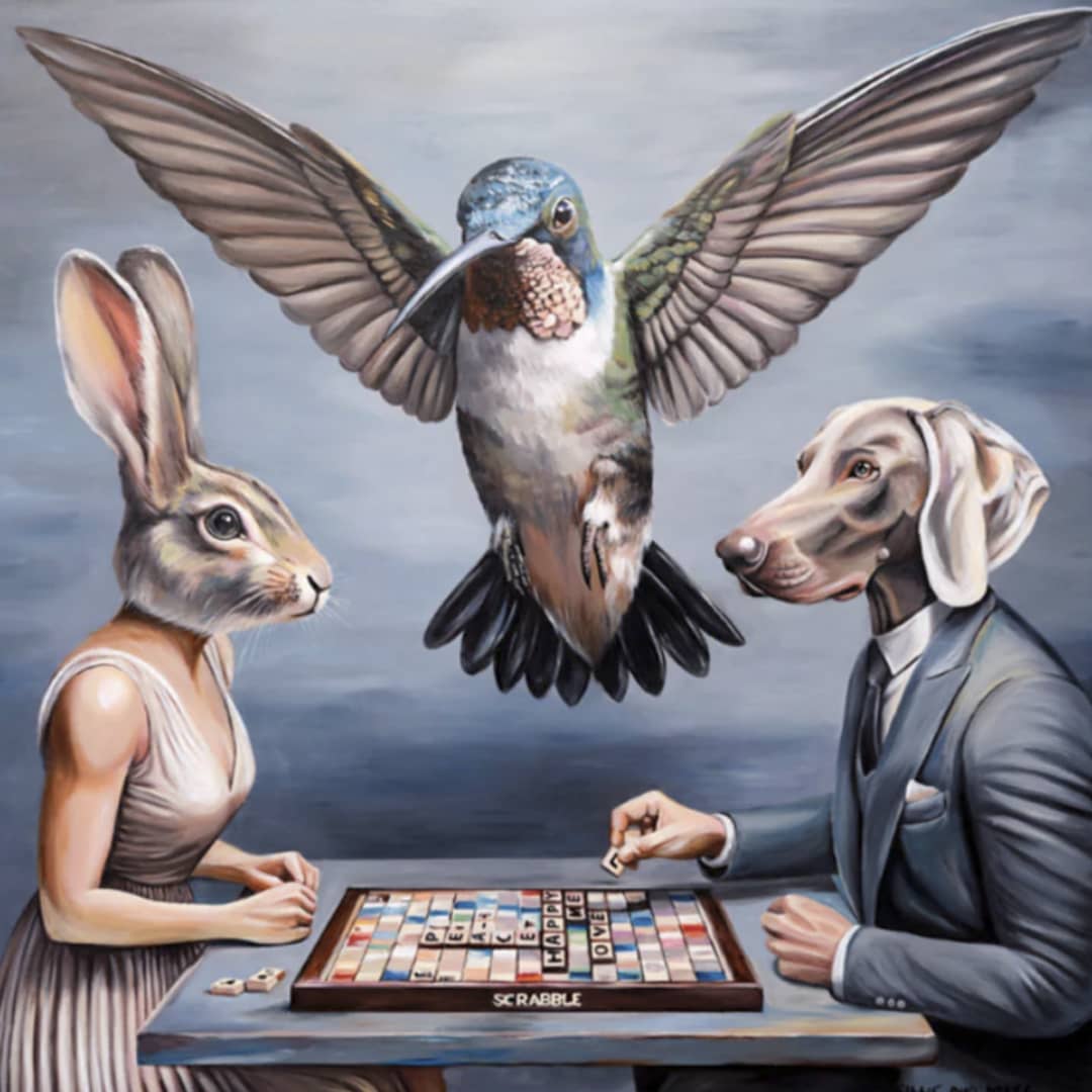 Gillie and Marc Painting ~ 'Scrabble Lovers' (Sold)