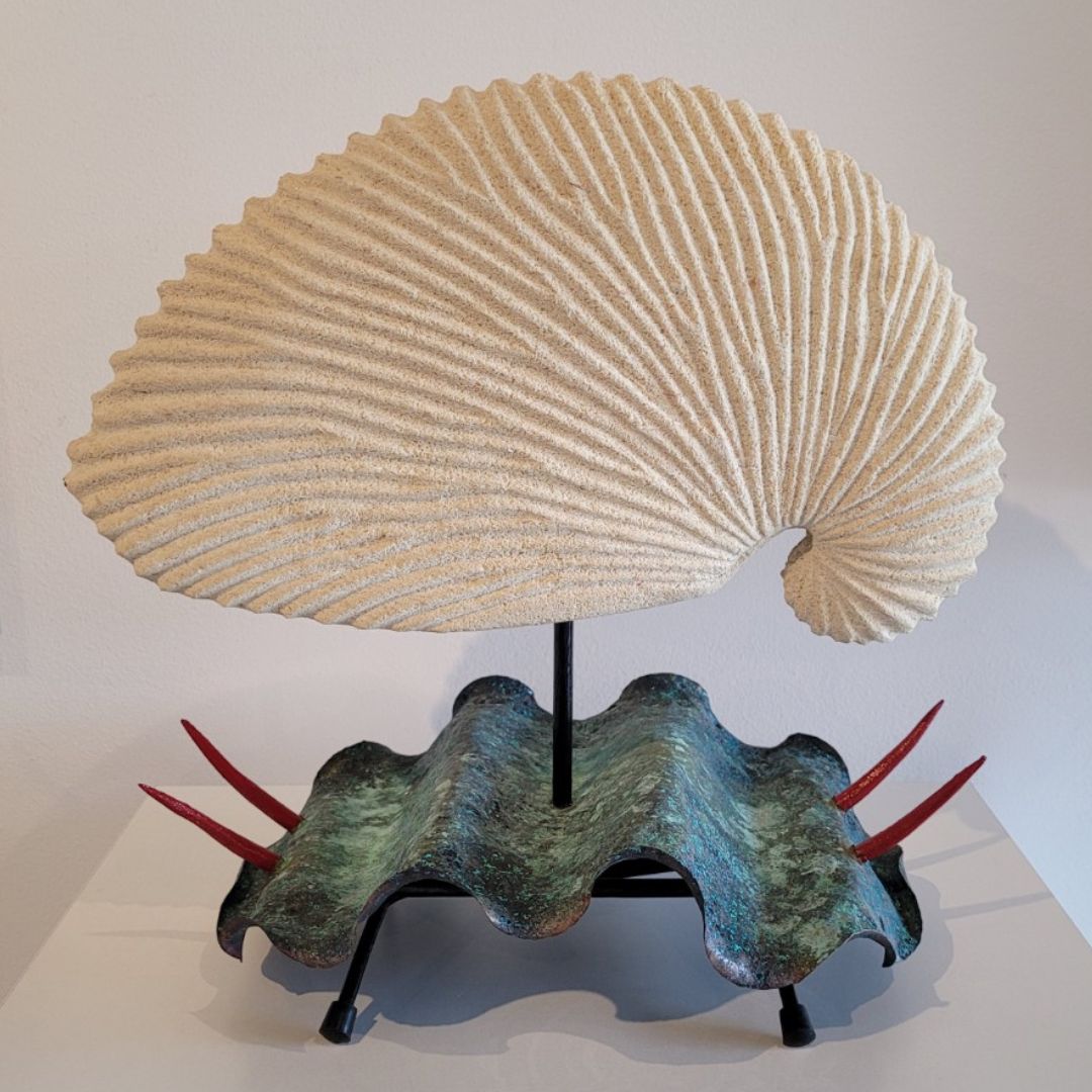 Luke Connelly Sculpture ~ 'Nautilus Shell with Carpet Flat Worm'