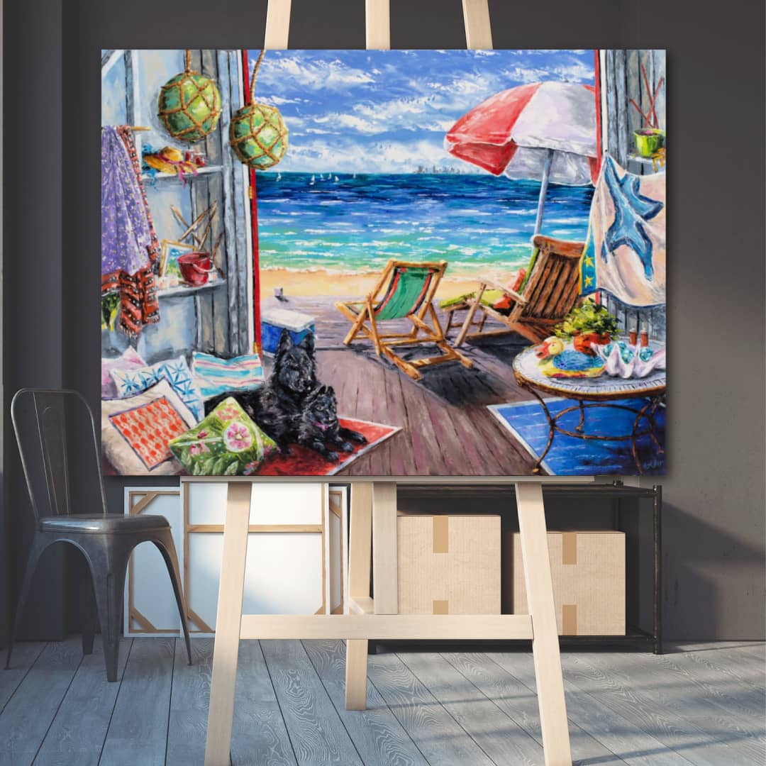 Esther Shohet Painting ~ 'A Dog's Life' (Sold)