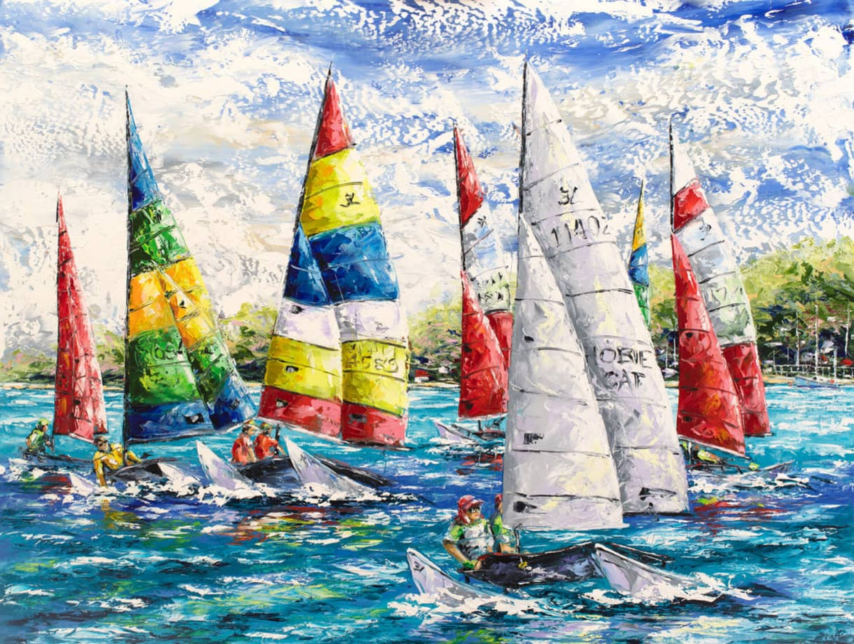 Esther Shohet Painting ~ 'Hobie Cats at McCrae'